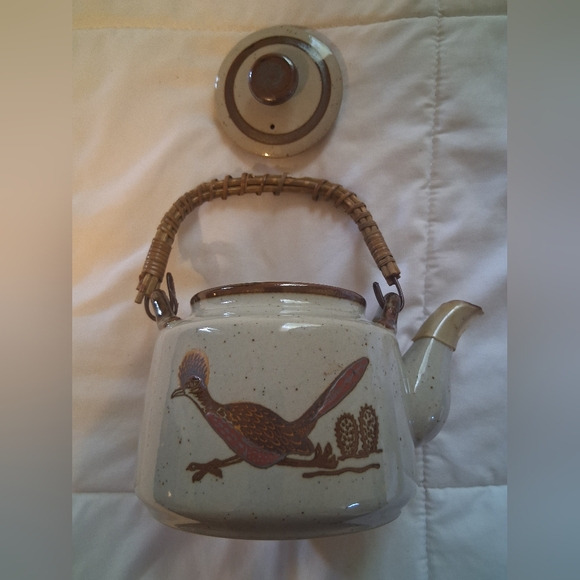 Accents | Ceramic Teapot With Bird Design And Bamboo Handle | Poshmark